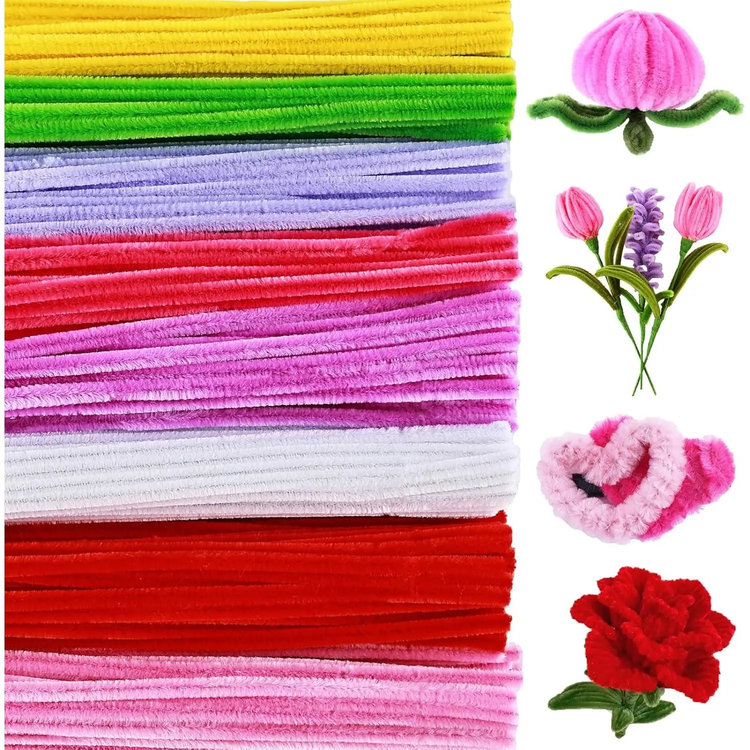 Batang Chenille, Berwarna-warni, 100pcs, Bahan Kayu Pusing DIY Kreatif ...