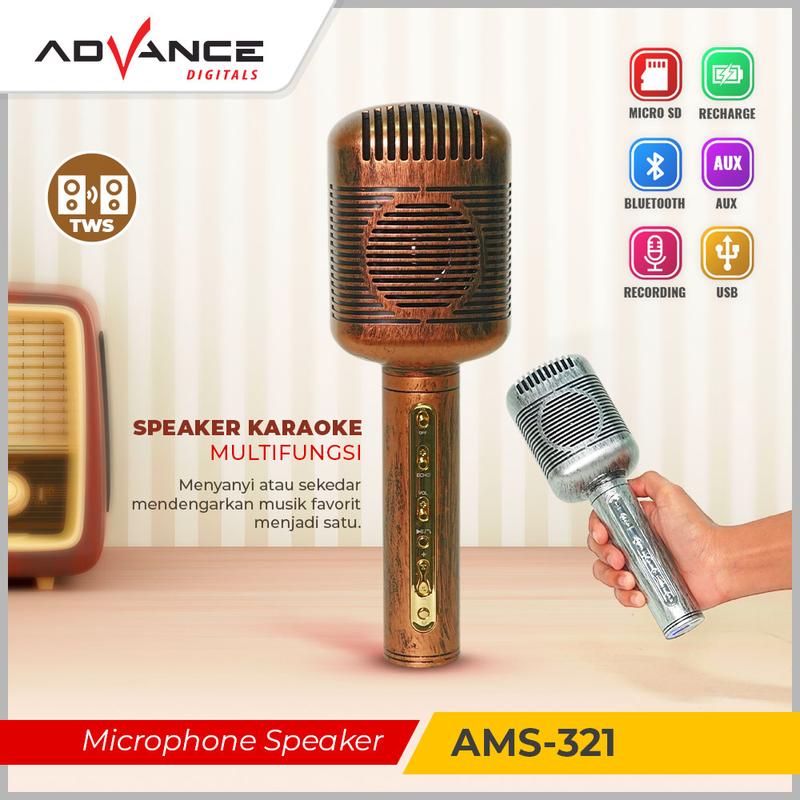 【COD】Advance AMS-321 Mikrofon Bluetooth Speaker Portable Garansi Resmi ...