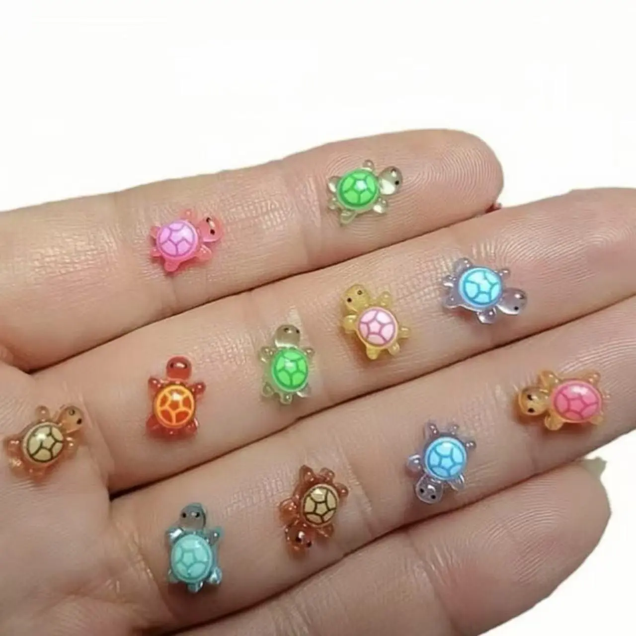 Mini Turtle Design Resin Ornament, 100pcs/set Luminous Turtle ...