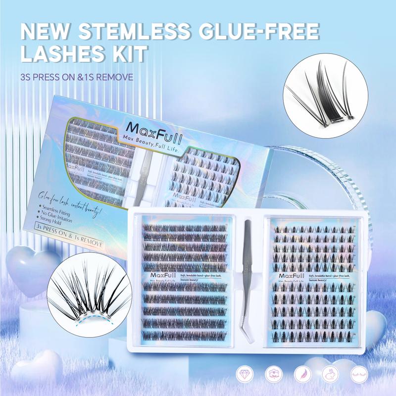 Maxfull Glueless Lashes Bendable Invisible Band Super Strong Hold Lash ...