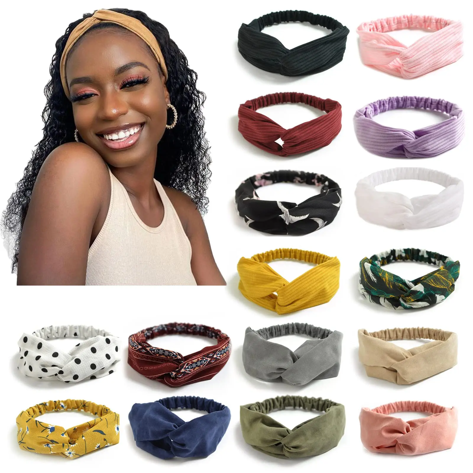 Huachi Headbands for Women Twist Knotted Women Head Bands Boho Stretchy ...