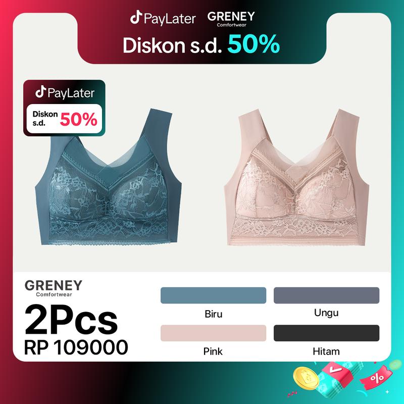 GRENEY-L.W.L-Paket bra (2PCS) Bra Rompi Bigsize L-5XL Renda Seamless ...