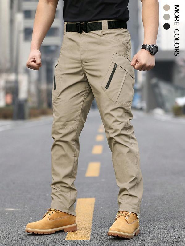 Men's Solid Color Flap Pocket Zipper Fly Cargo Pants without Belt ...