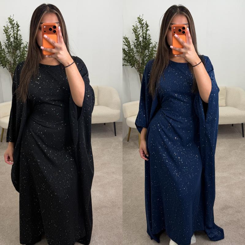 查看[Hush Catties Inner Belt Glitter Batwing Sleeves Maxi Length Abaya ...