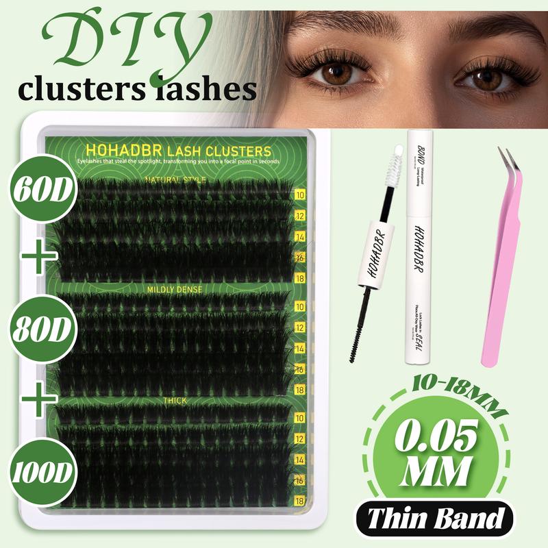 HOHADBR Lash Clusters Wispy Lash Extension 60D+80D+100D Thick Volume Individual Lashes 10-18mm ...