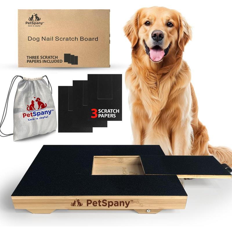 PetSpany Dog Nail Scratch Board - Bamboo Scratch Pad for Nails with ...