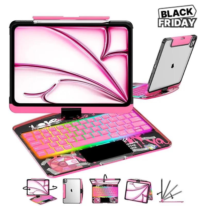 查看[Teclado Giratorio 360° con Estilo Y2K y Funda Transparente para iPad ...