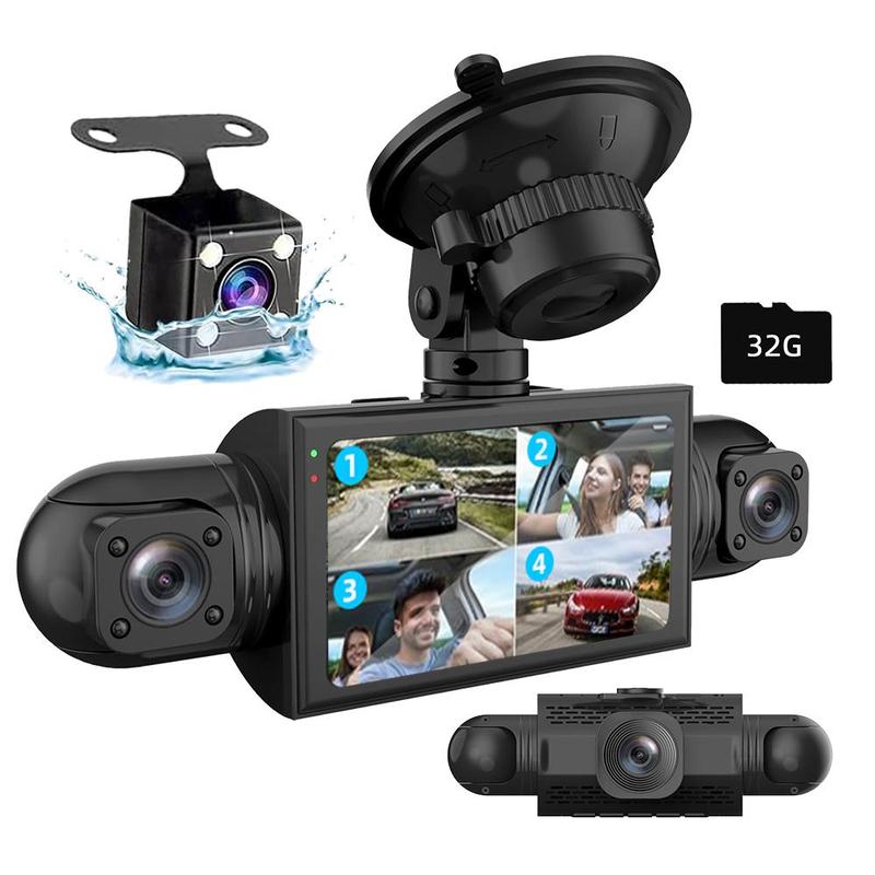 Dash Cam with Front & Rear & Inside Left & Right 360 View, Loop ...