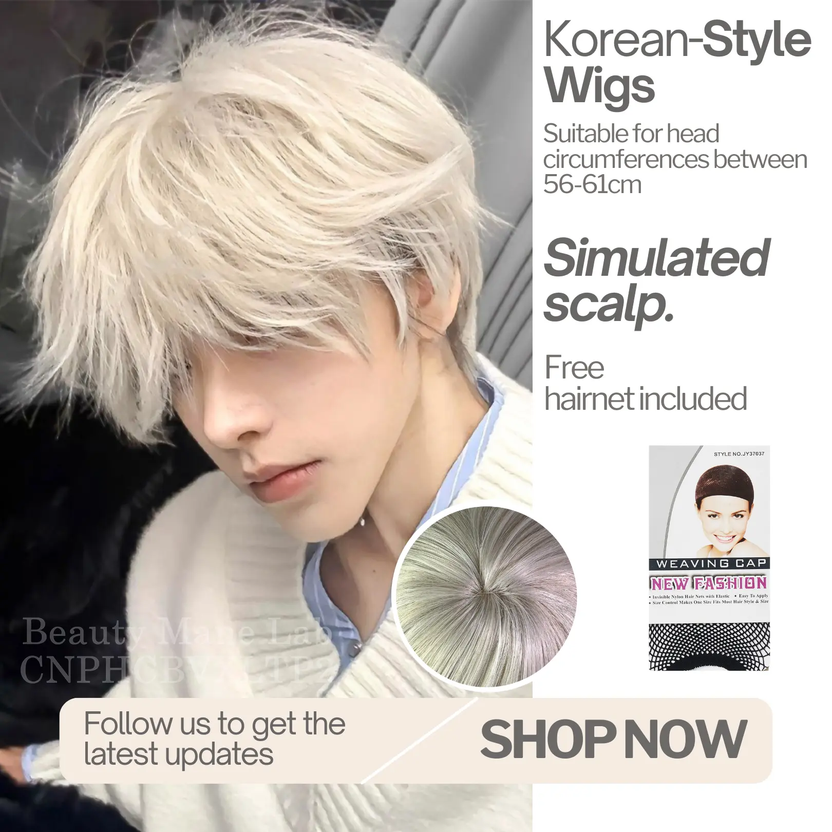查看[Fashion Men's Realistic Wig Natural Hairpiece Toupees Short Platinum ...
