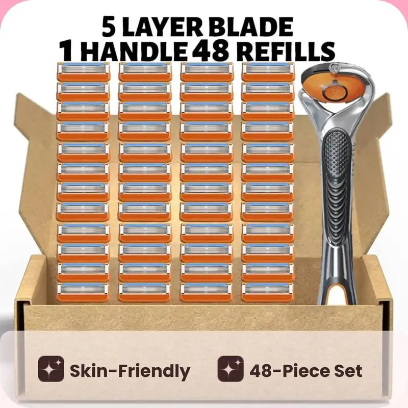 查看[Men's Razor Blade Replacement, 48pcs Razor Blade & 1 Count Handle ...