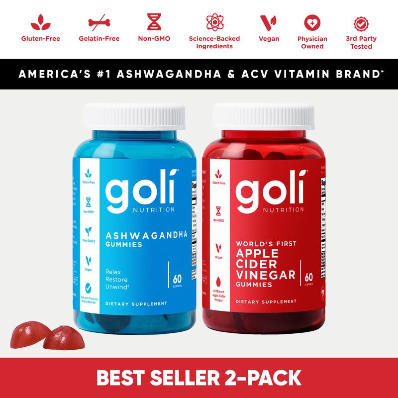 2 Bottles of Goli Top Sellers: 1 Bottle of Ashwagandha + 1 Bottle Apple ...