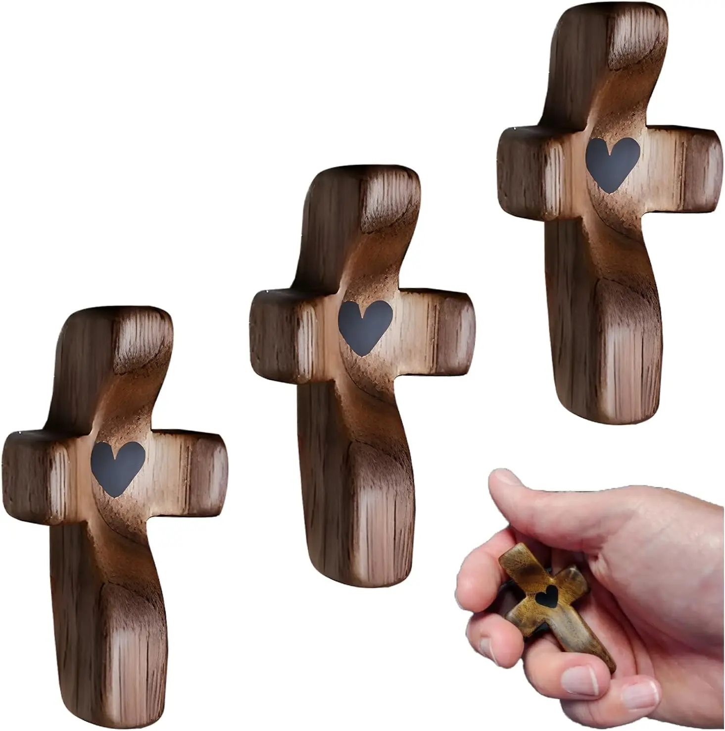 3Pcs Wooden Cross Decorations - Multi-functional Spiritual Symbols for ...
