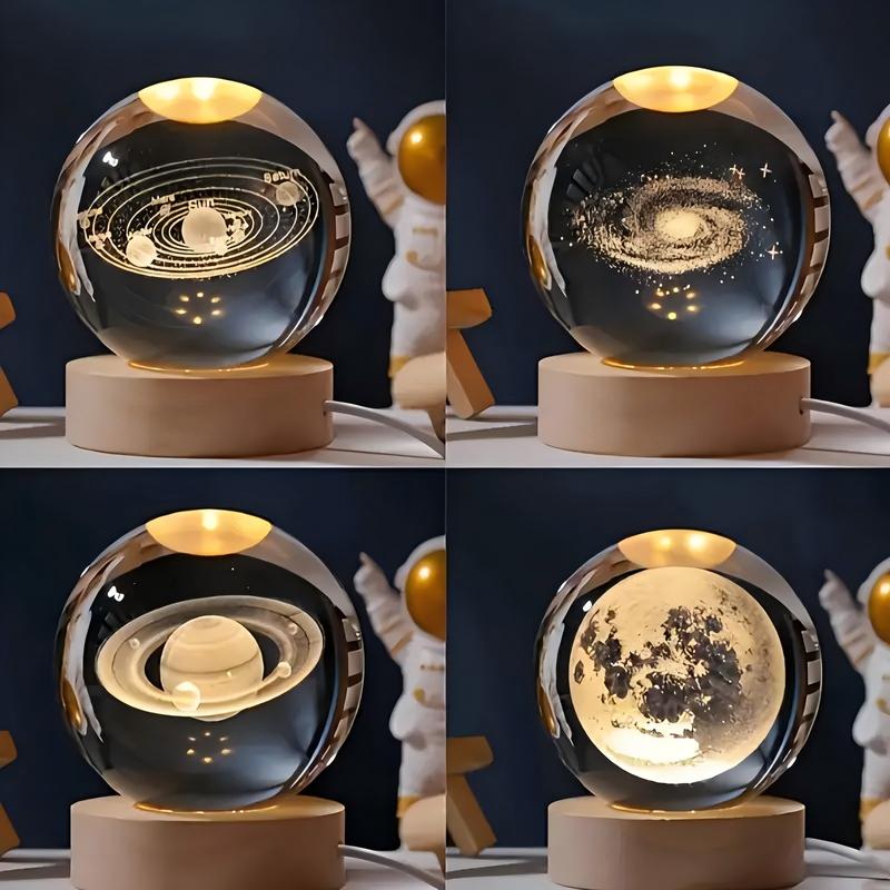 Glowing Crystal Ball 3D Inner Carved Small Crystal Ball Light with Wood ...