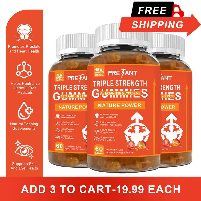 PRETANT-Astaxanthin + Lycopene -Clinical Strength Carotenoids Skin Supplement w. 100% Natural ...