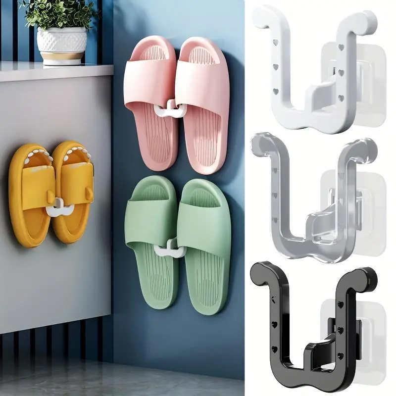 Wall Mounted Slipper Holder, Punch Free Slipper Storage Rack, Slipper ...