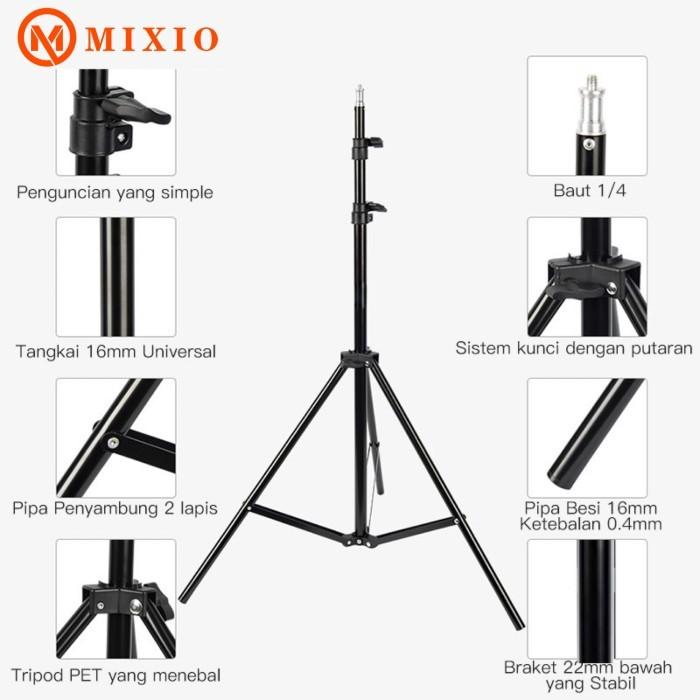 MIXIO Tripod Kamera 210CM/ Portable Light Stand 3 Section for Photo ...