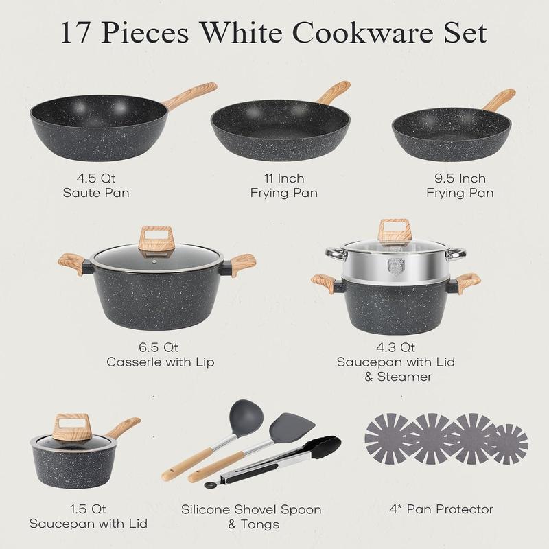 SODAY 12pcs Pots and Pans Set Non Stick Kitchen Cookware Sets Induction ...