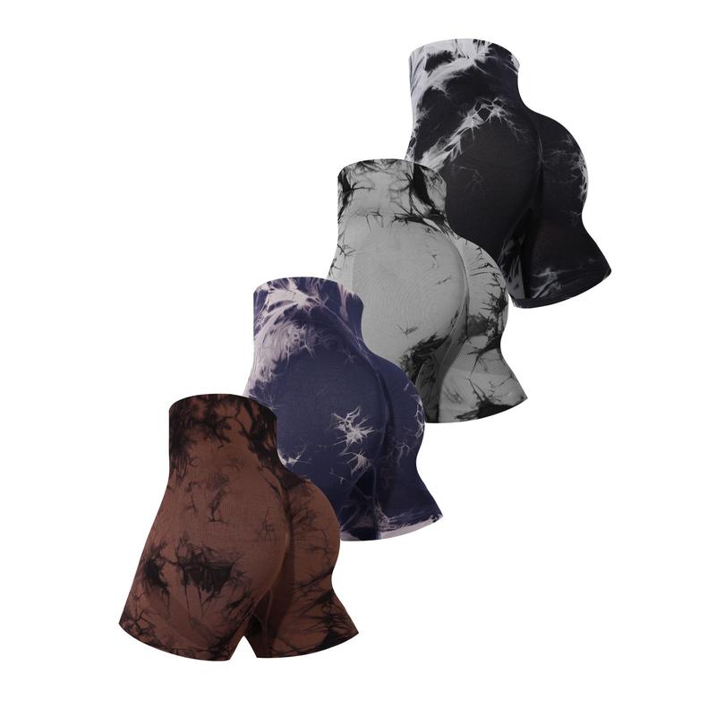 查看[YEKILUS Women's 4pcs Tie-Dye High Waist Seamless Gym Shorts ...