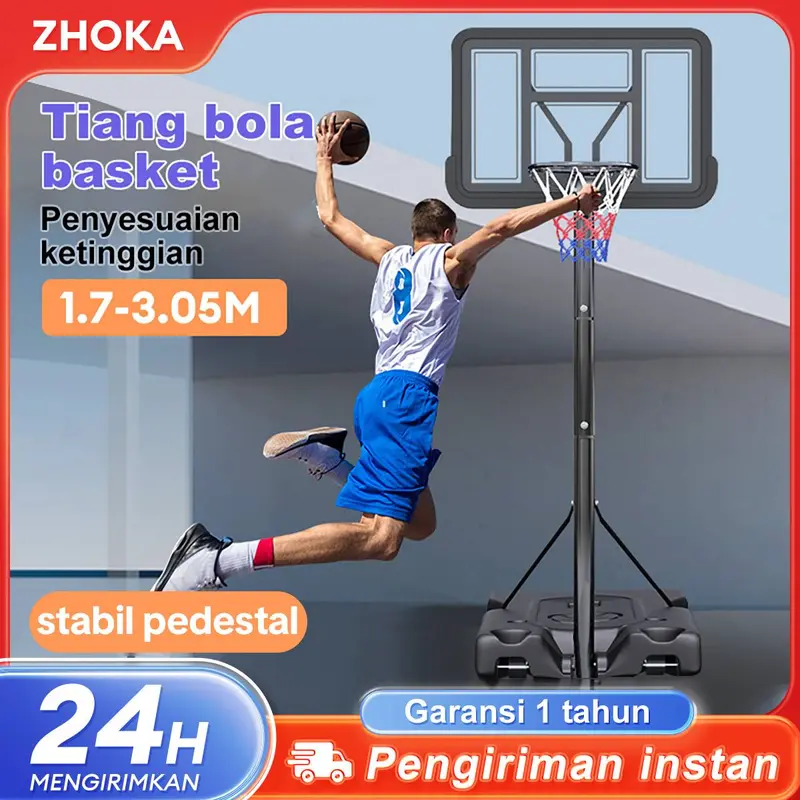 查看[ZHOKA Stand bola Basket Portable 1.7-3.05M Bingkai Basket Bisa ...
