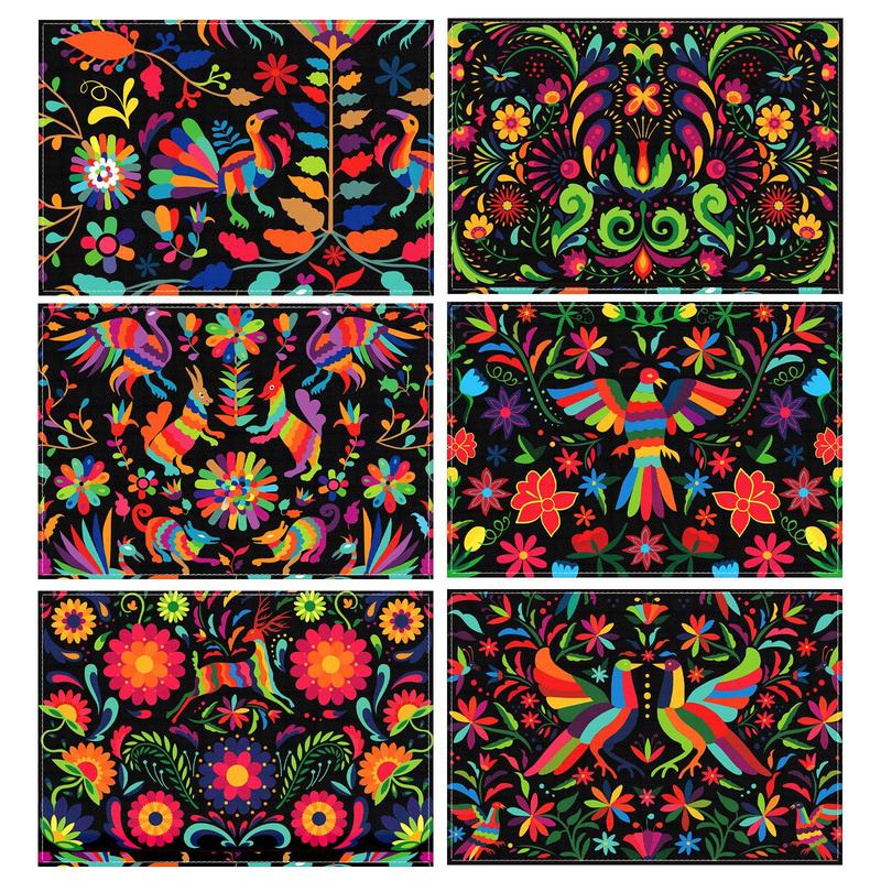 查看[6 Pcs Mexican Otomi Placemats 12"x18" Multi-Scene Sturdy Fiber Easy ...