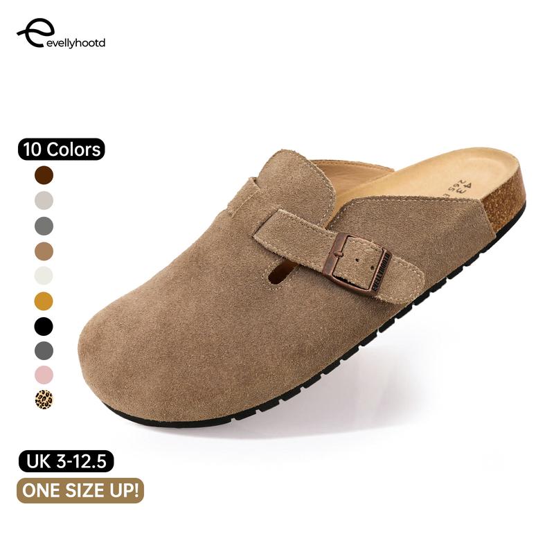查看[[1 or 2 Size Up] EVELLYHOOTD Unisex Suede Round Toe Cork Footbed ...