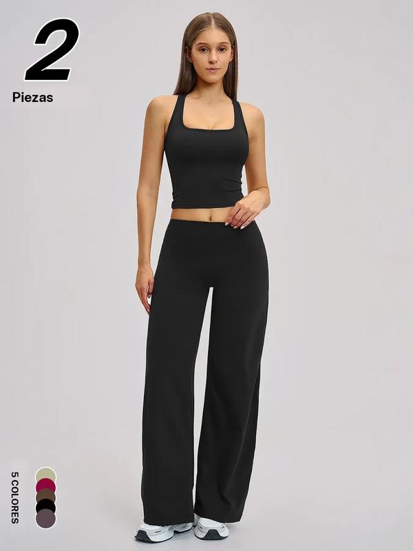查看[Women's Solid Racer Back Crop Tank Top & High Waist Leggings Two ...