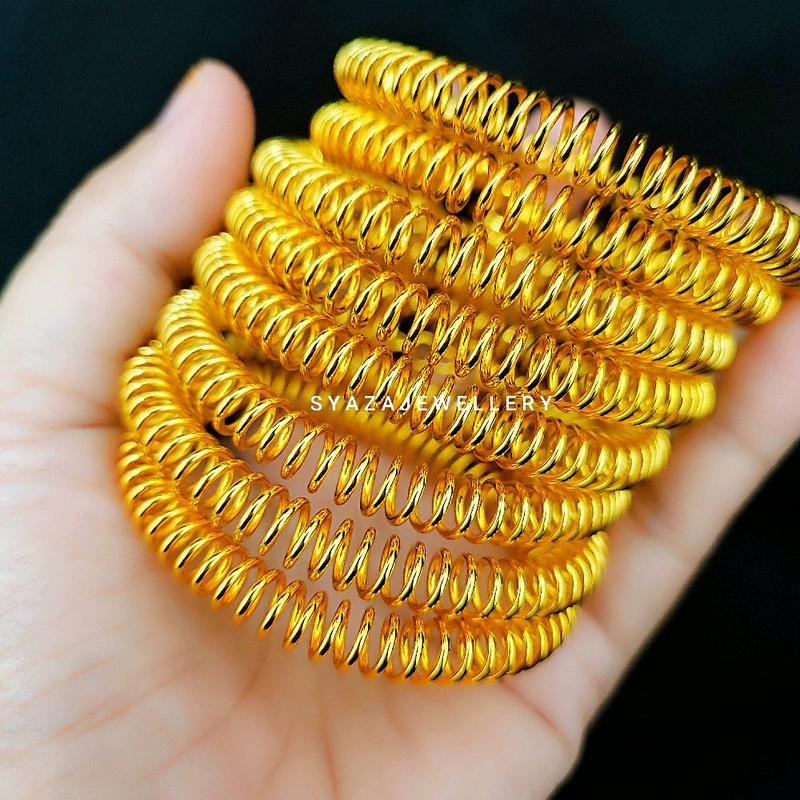 NEW - Gelang Tangan Getah Rambut Emas Sadur Persis Emas Ori Cop 916 ...