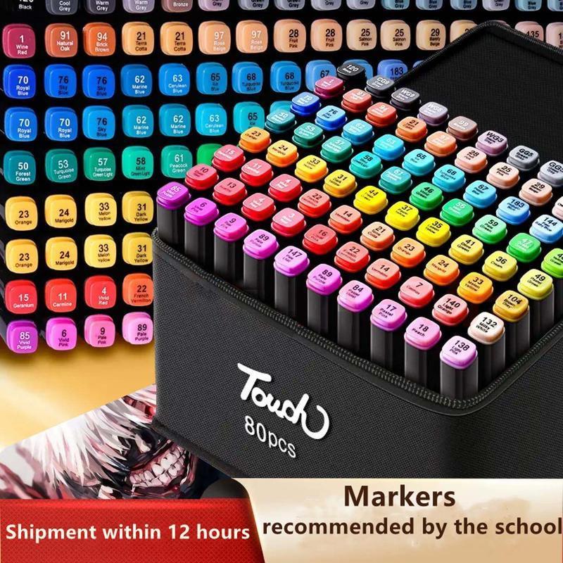 查看[168 Colors markers set double tip oily alcohol sketch art comic ...