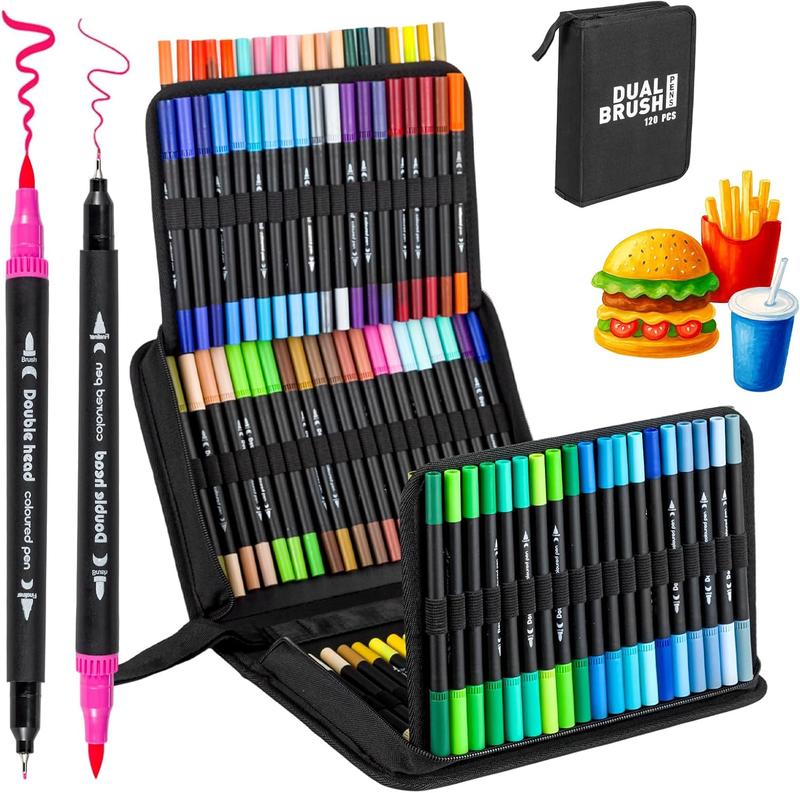 查看[Dual Tip Brush Pens – Colouring Pens for Adults, Dual Tip Markers ...