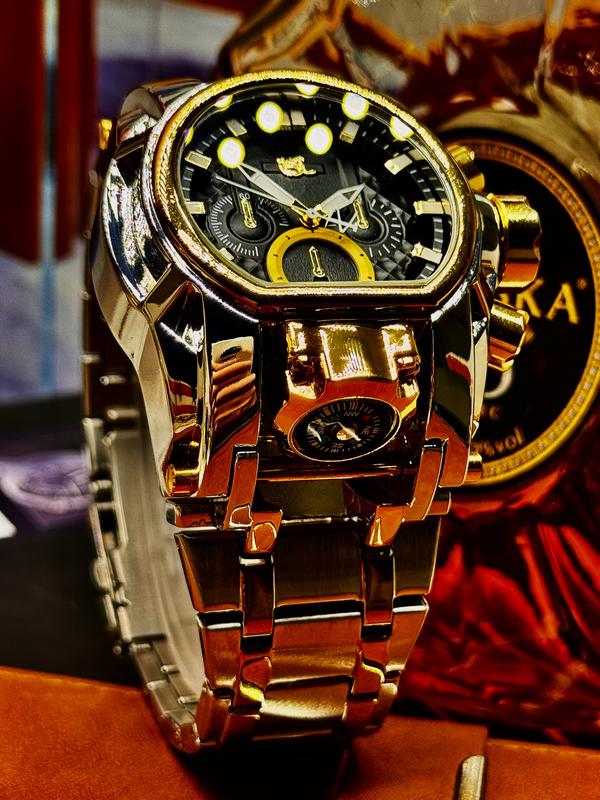 查看[Compass Punk Oddity Men's Watch – Trendy Youth Gold Steel Glow-in ...