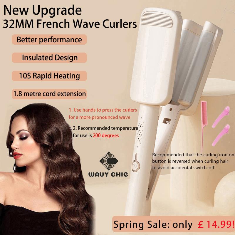 【New Upgrade】- 2025 French Wave Curling Iron, 32mm French Deep U-Shaped ...