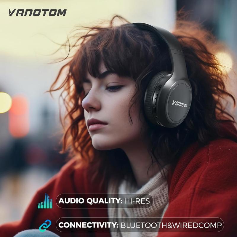 VANOTOM Wireless Headphone, Foldable Bluetooth Headphones Over Ear ...