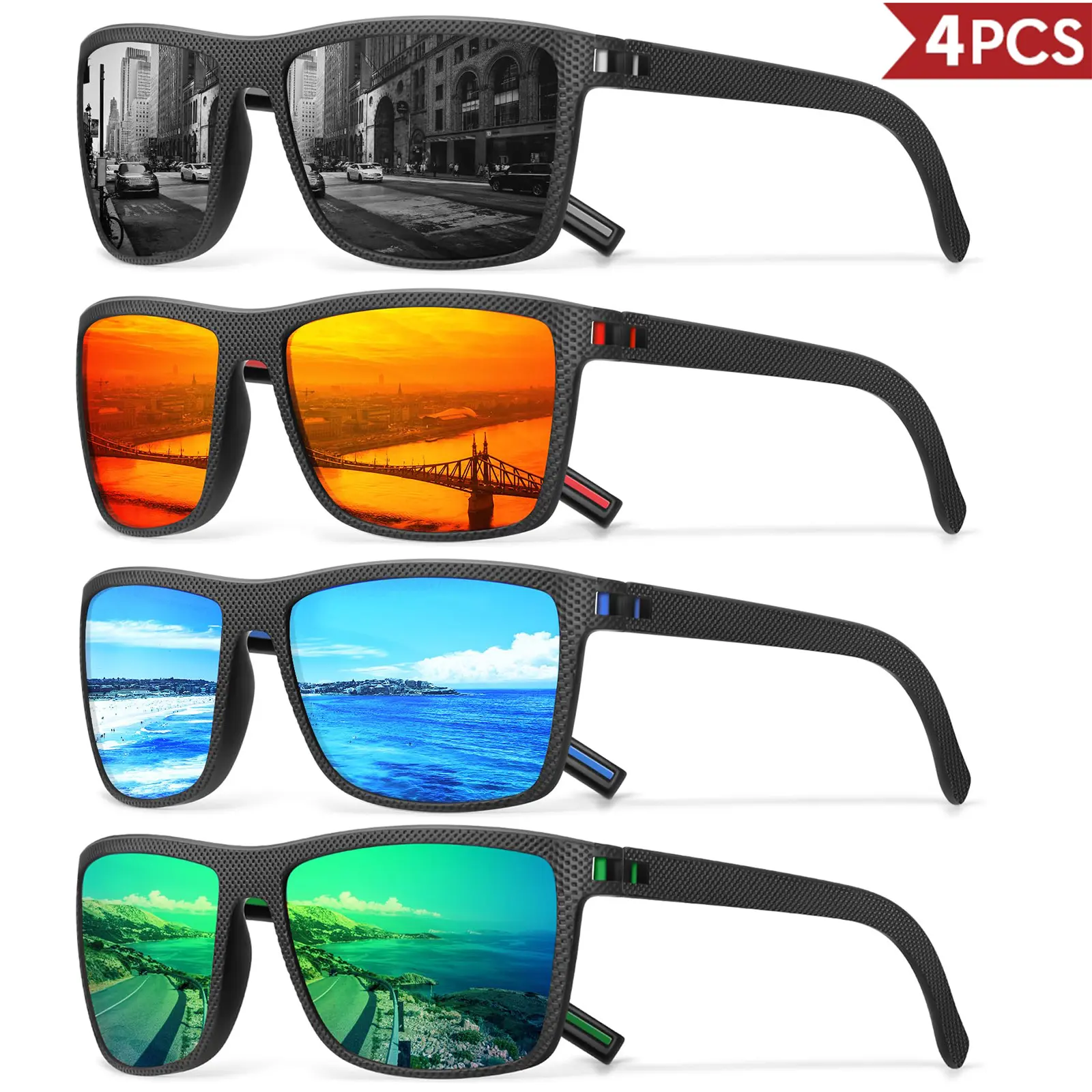 outdoor sport sunglass 3/4 Pack New Designer Box Polarized Colorful ...