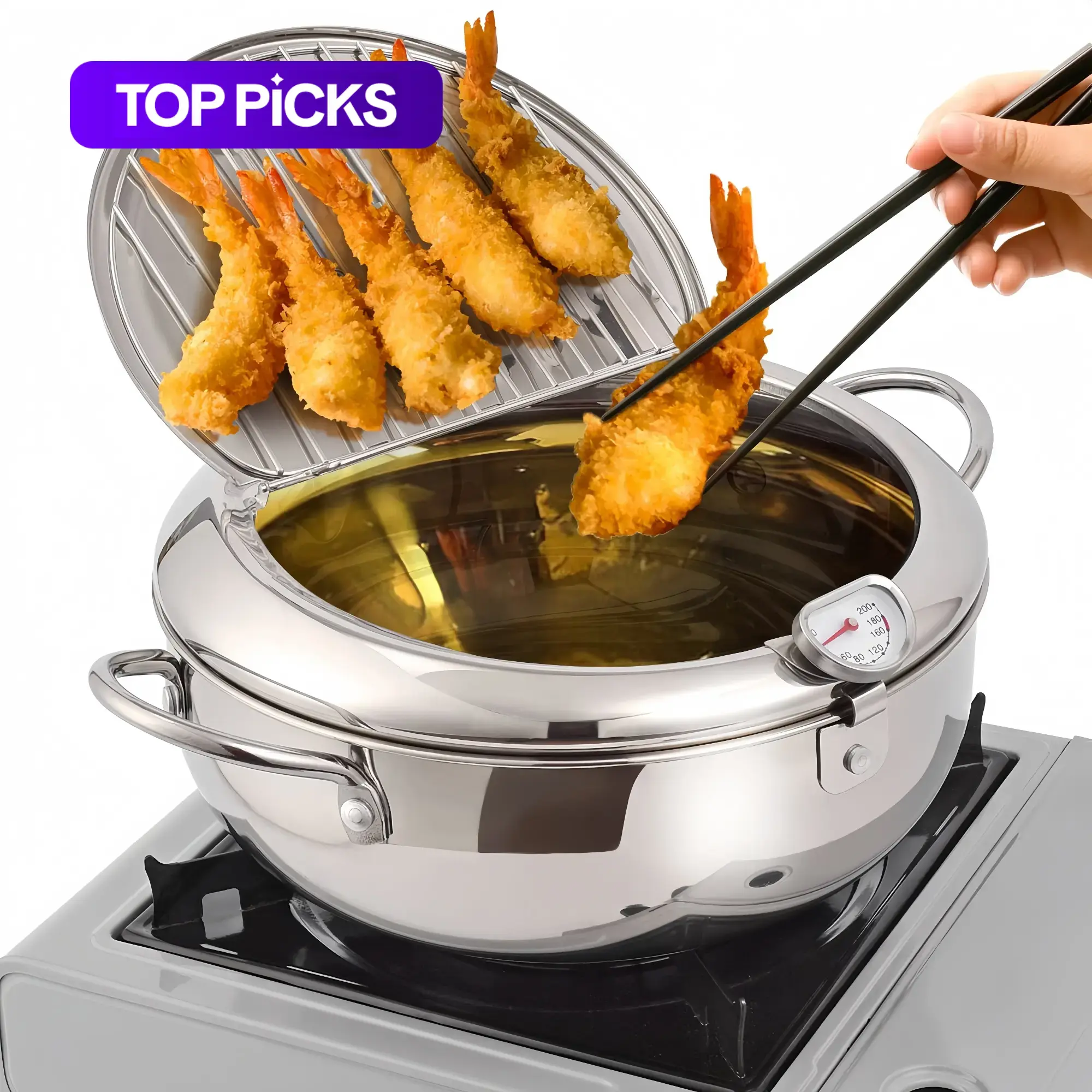 Stainless Steel Deep Frying Pan with Lid, 1 Count TikTok爆款商品分析 - GMV/销量 ...