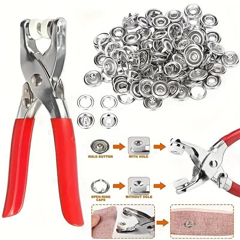 Buttons & Pliers Tool Kit, Including 200pcs Metal Sewing Button ...