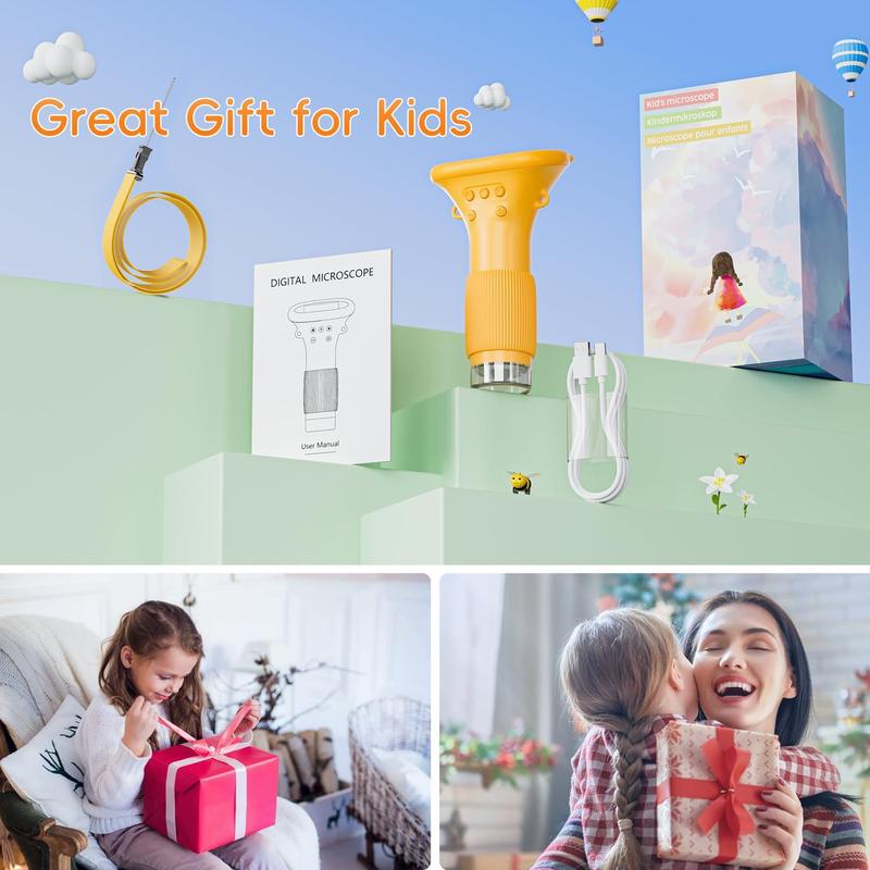 Kids Microscope, INSKAM 2 Inch IPS Screen 1000X Handheld Digital ...