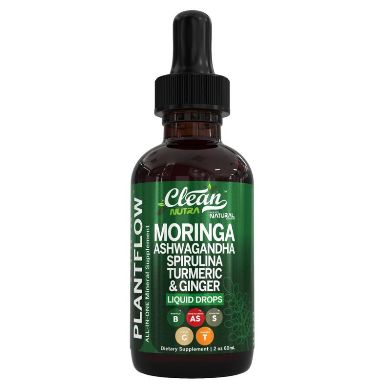 Clean Nutra Plantflow Moringa Drops with Ashwagandha Turmeric Ginger ...
