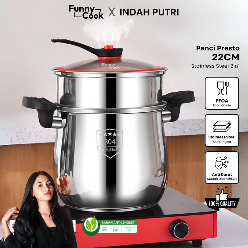 查看[[EXCLUSIVE INDAH PUTRI] Funnycook Panci Kukus Presti 22cm Stainless ...