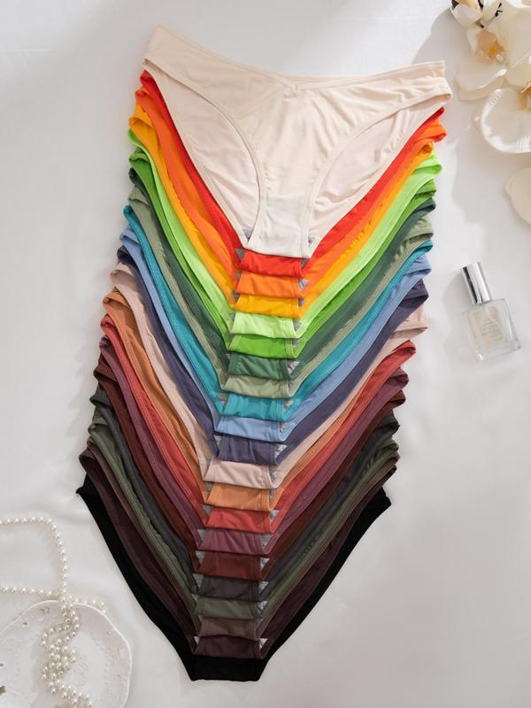 Women's Solid Color Drop Waist Panty, Soft Comfy Breathable Knicker for ...