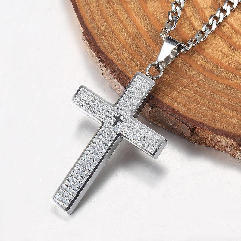 查看[Mens Boys Cross Pendant Necklace Gold Color Silver Black Tone 3mm ...