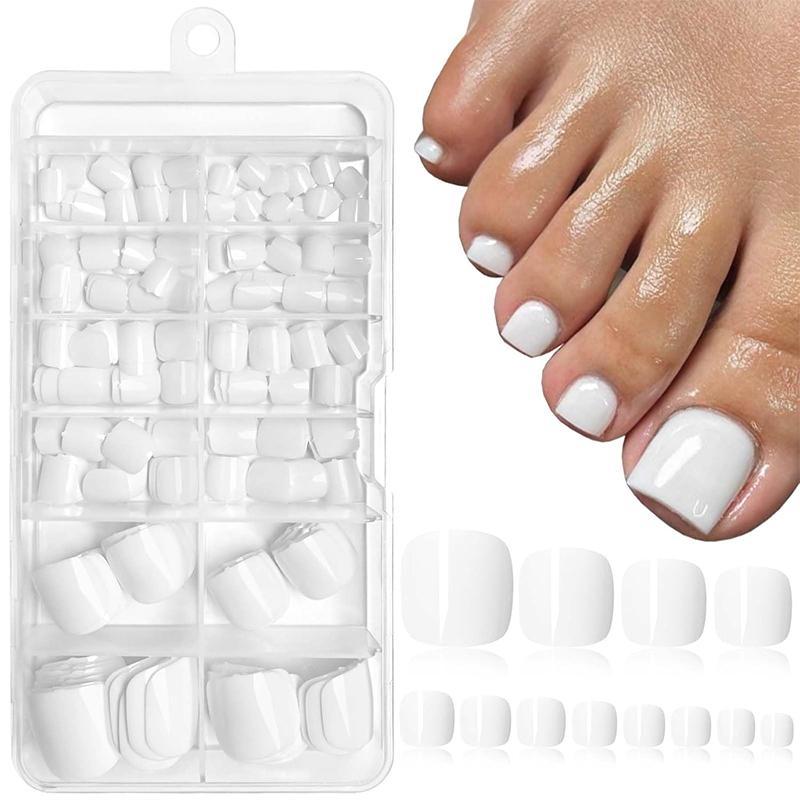查看[Glossy False Toenails, 120 Pcs Full-Cover Short Square Press-On ...