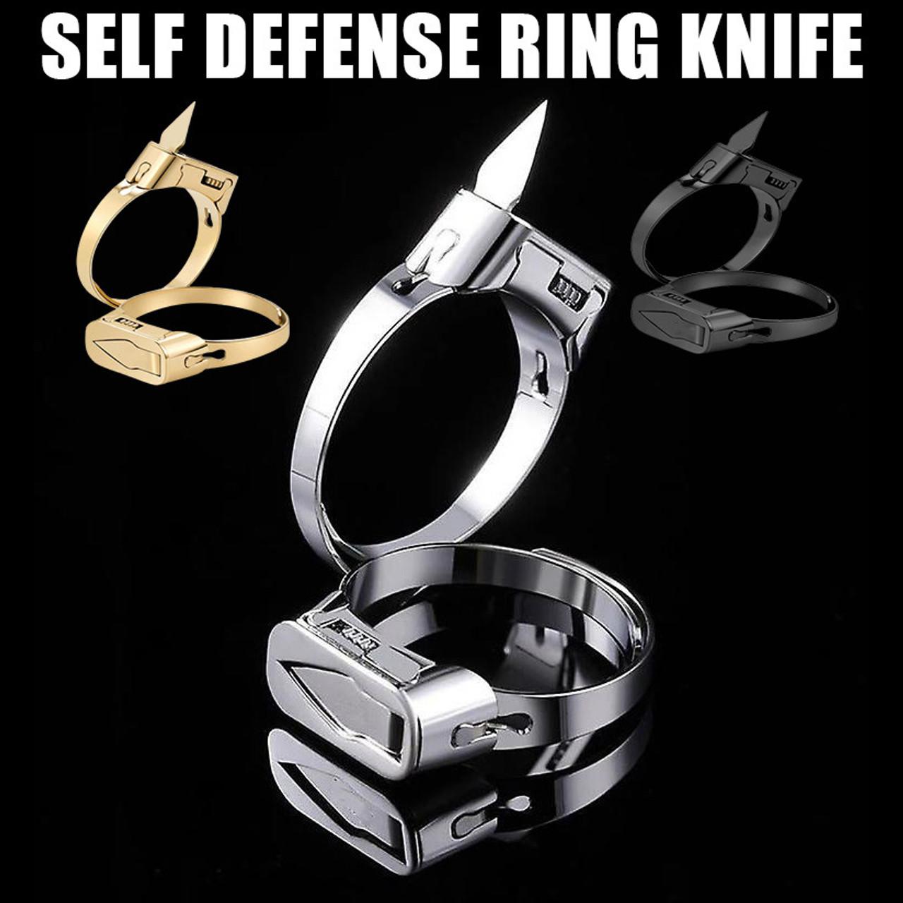 查看[Self-defense ring geometric simple spring blade self-defense ...