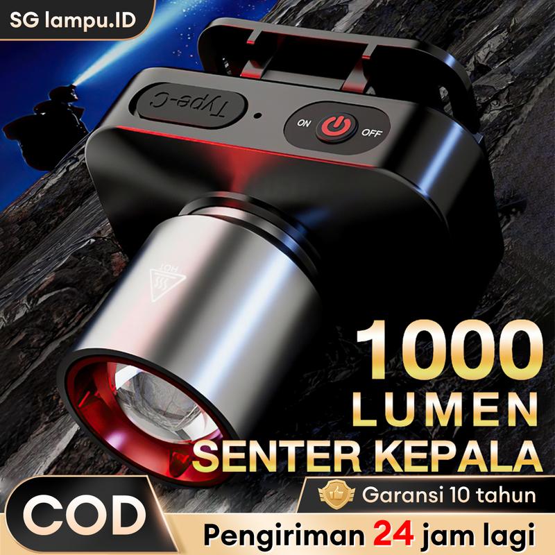 【Garansi 10 tahun】 Senter Kepala Cahaya Maksimal Plus RechargePro ...