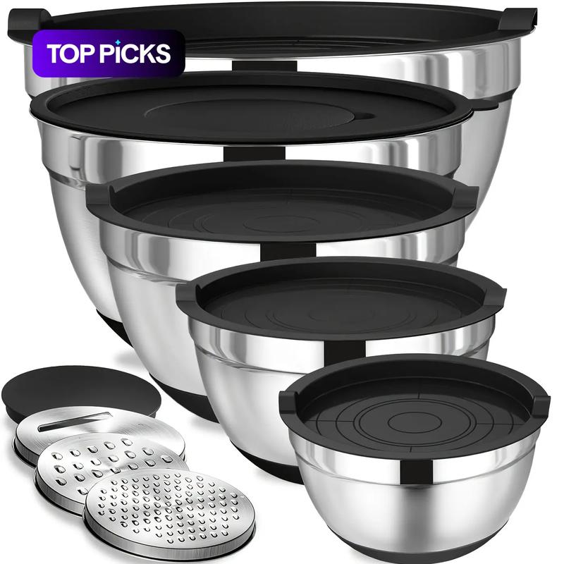 查看[Stainless Steel Mixing Bowl Set, 8 Counts/set Mixing Bowl with 3 ...
