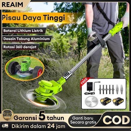 查看[REAIM Mesin Potong Rumput Baterai 398V / 698V Cordless Lawn Mower ...