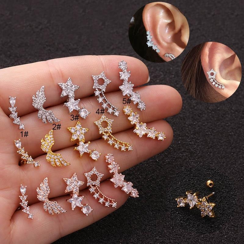 查看[1PC mahkota bunga bintang Cz, kancing telinga, heliks, tindik rawan ...