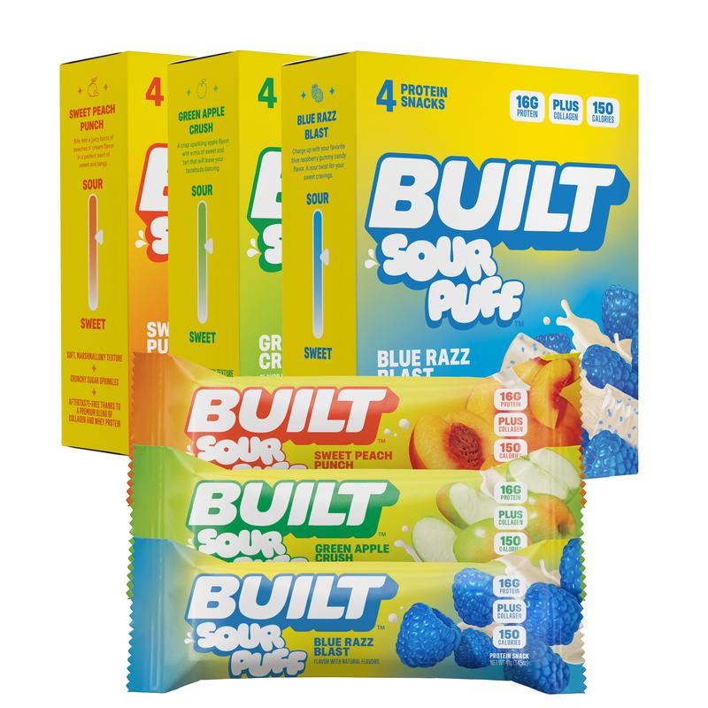 BUILT Sour Puff Variety Box, Blue Razz Blast Puff , Green Apple Crush ...