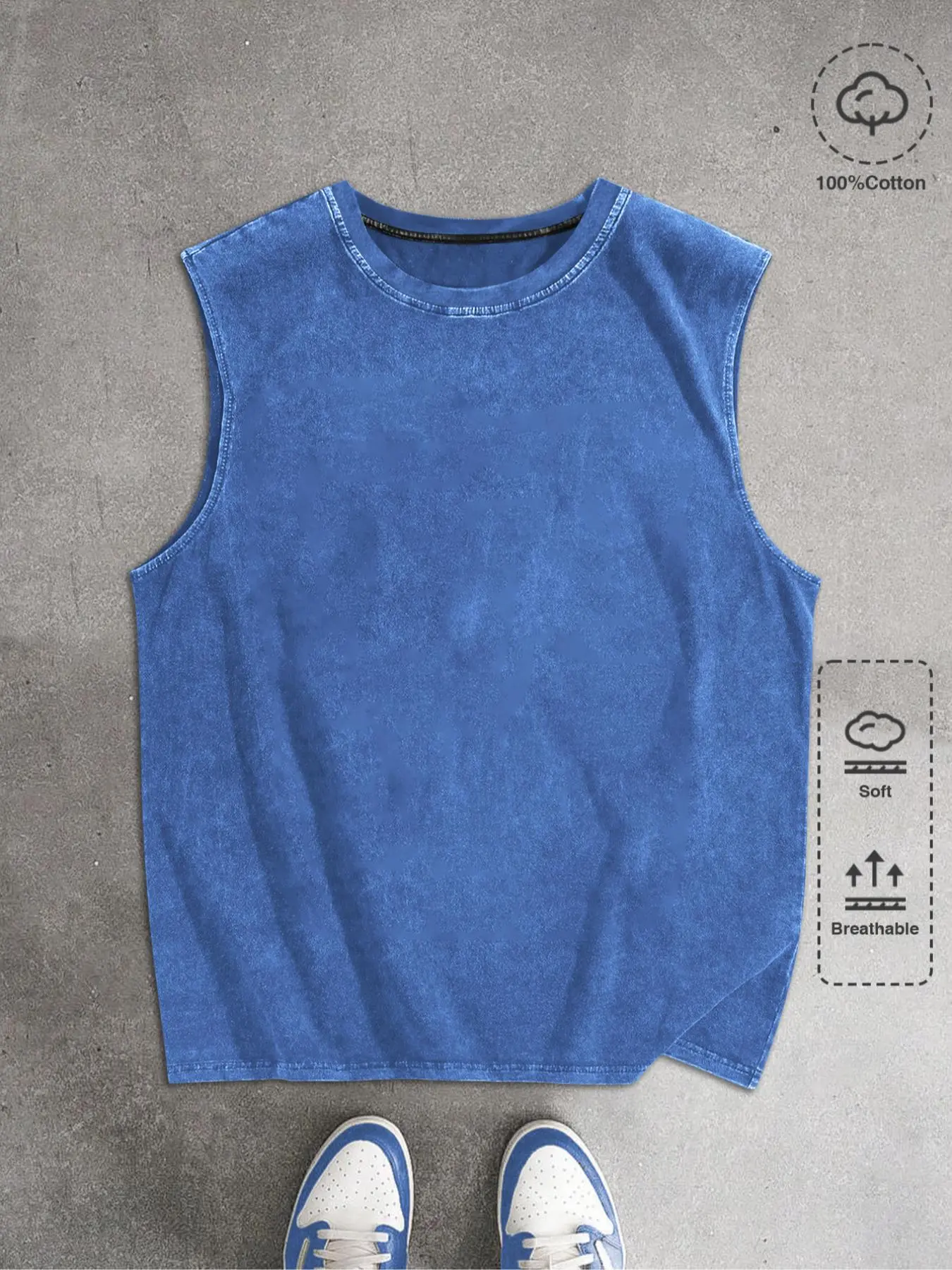 Men's Solid Color Tank Top, Regular Fit Casual Comfy Breathable ...