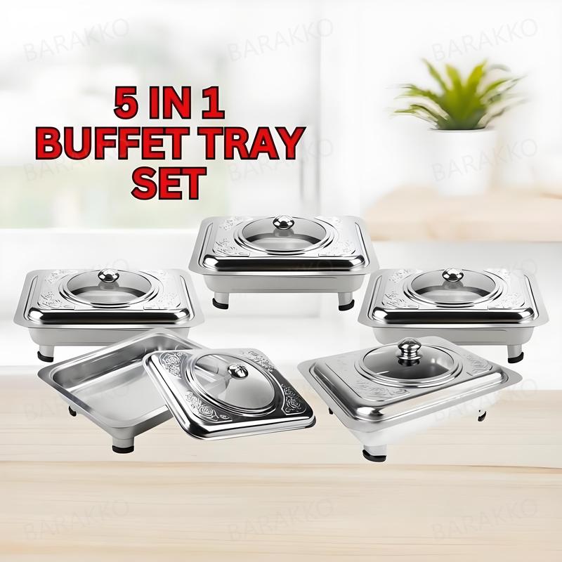 【COD & FreeShipping】5 Set Dulang Makanan Buffet Keluli Tahan Karat – 5L ...