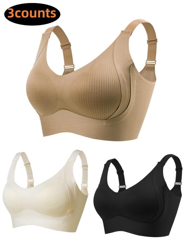 查看[Women's Solid Four-breasted Adjustable Wireless Bra, Soft ...